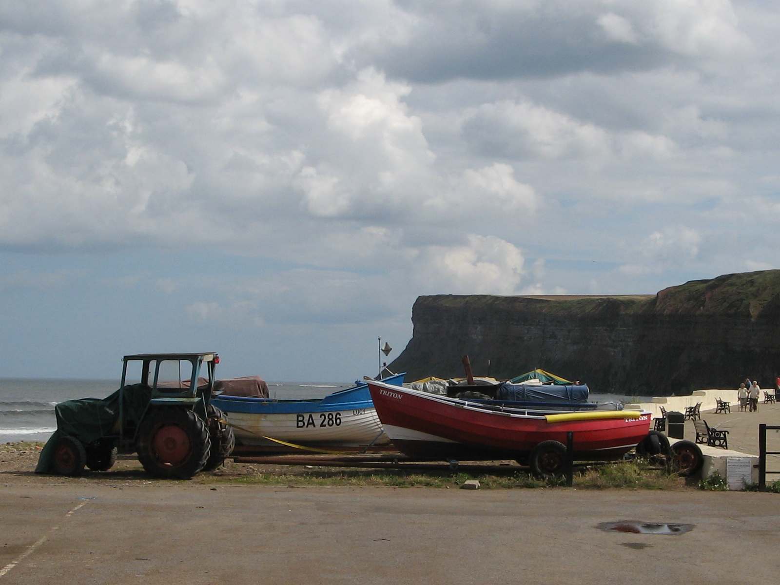 Saltburn by the Sea: tractor and fishing boats - SAA